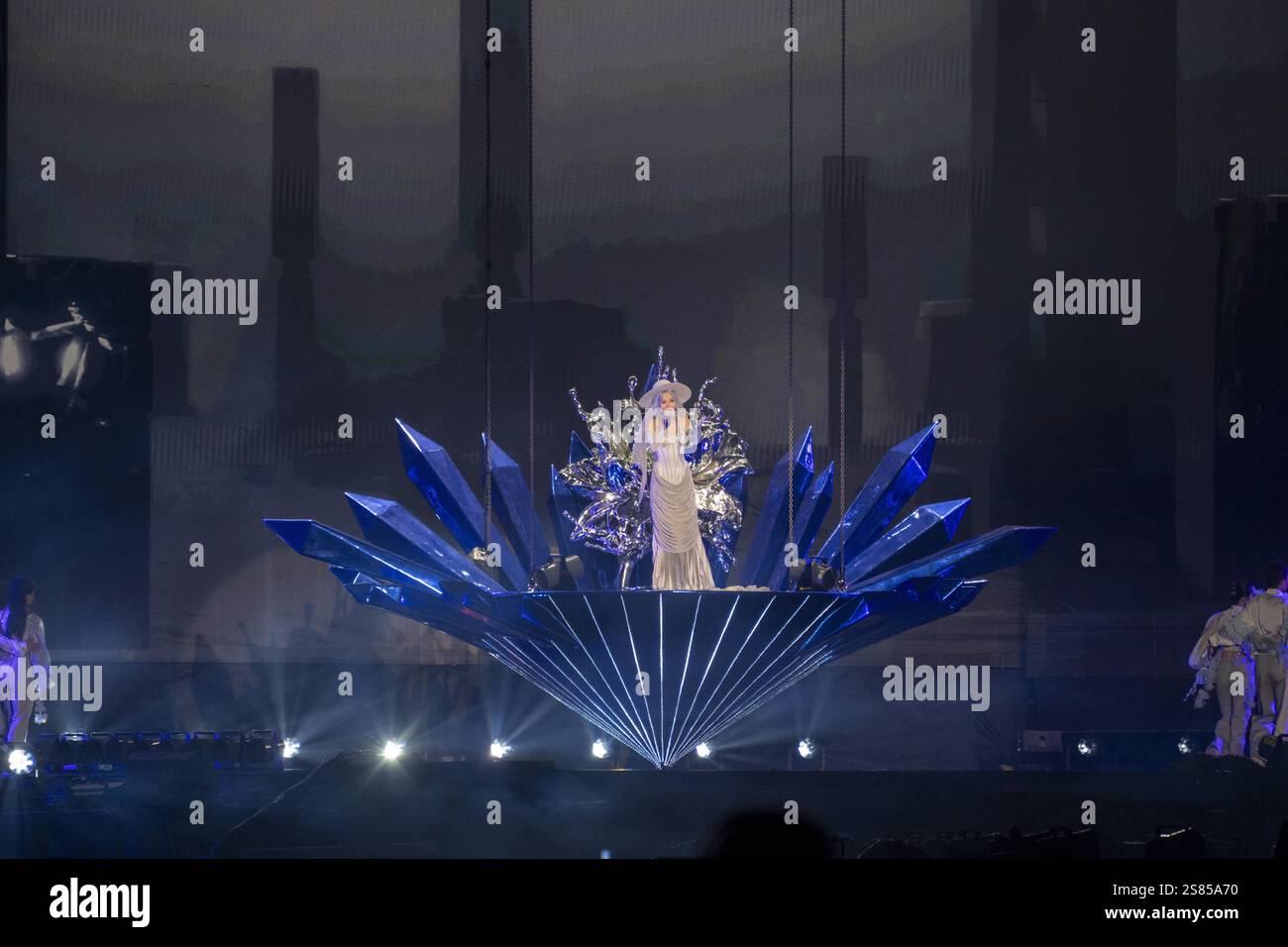 Taiwanese singer and actress Angela Zhang holds a concert in Haikou ...