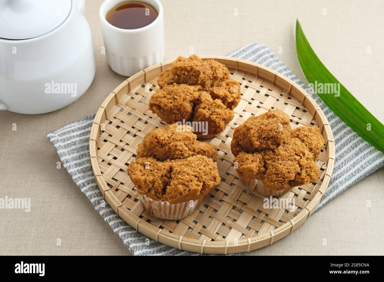 Bolu Kukus Gula Jawa (brown sugar steamed sponge cake), a traditional ...