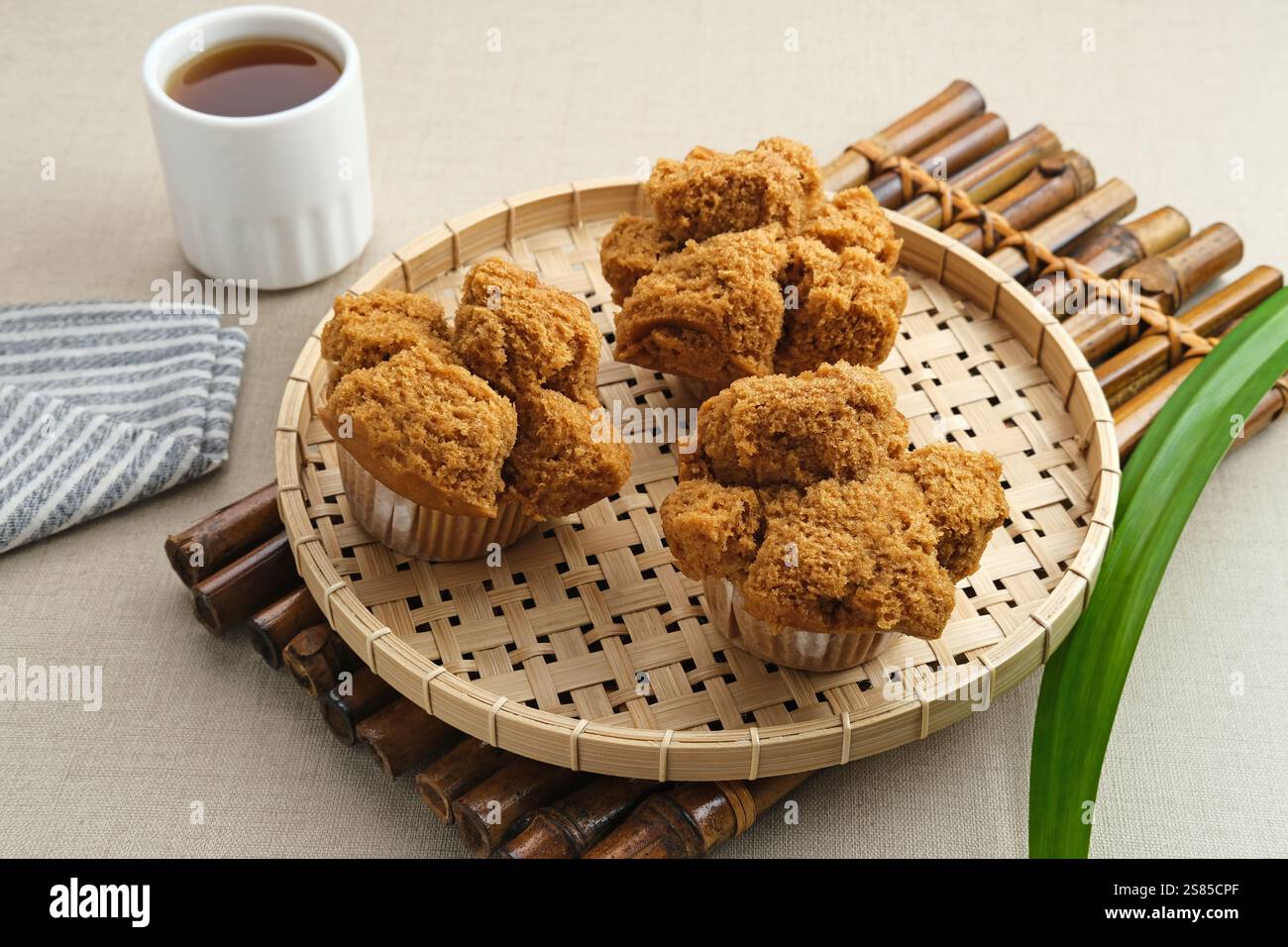Bolu Kukus Gula Jawa (brown sugar steamed sponge cake), a traditional ...