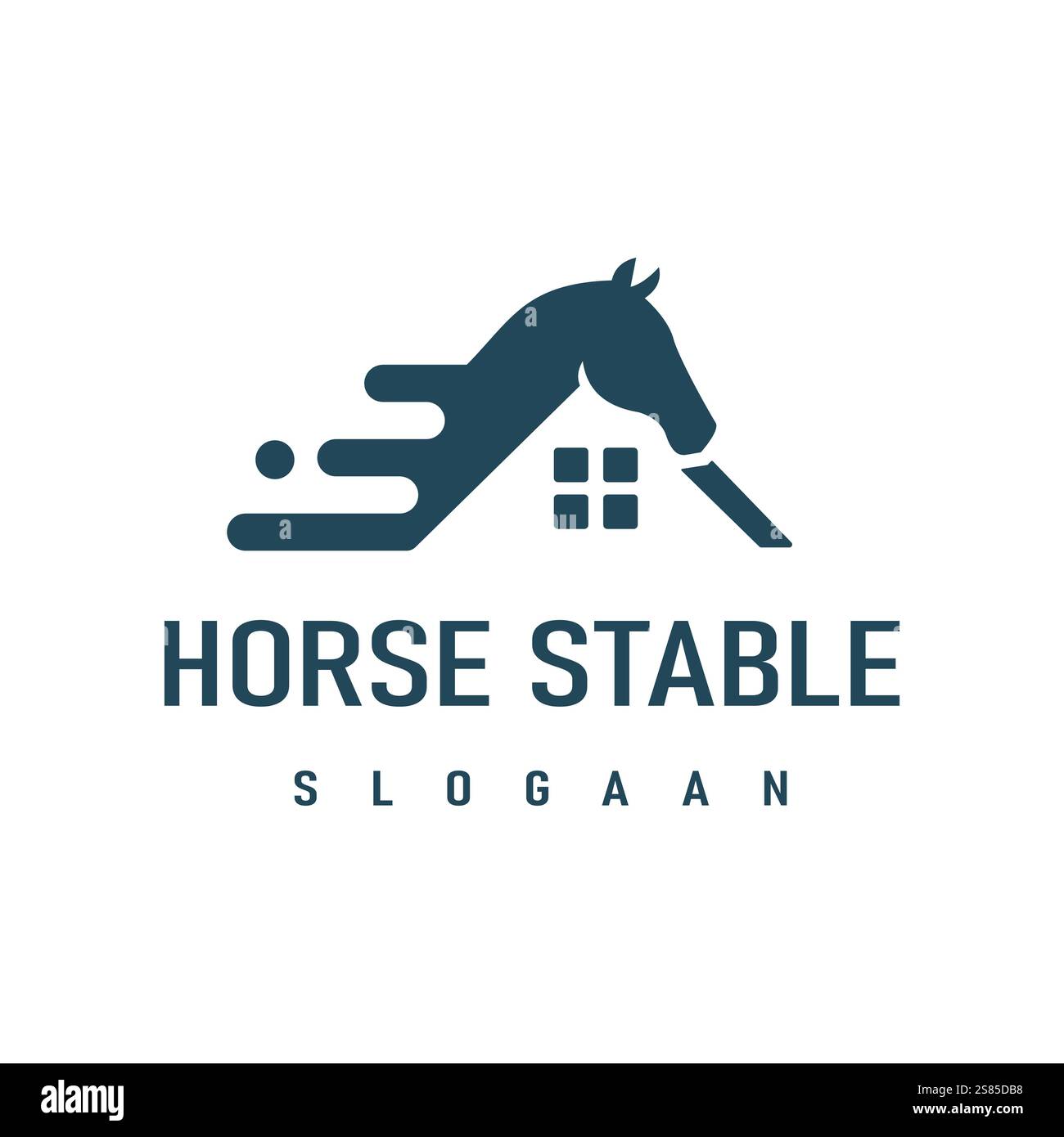 Fast Horse Silhouette Design Illustration with Horse Stable and House ...