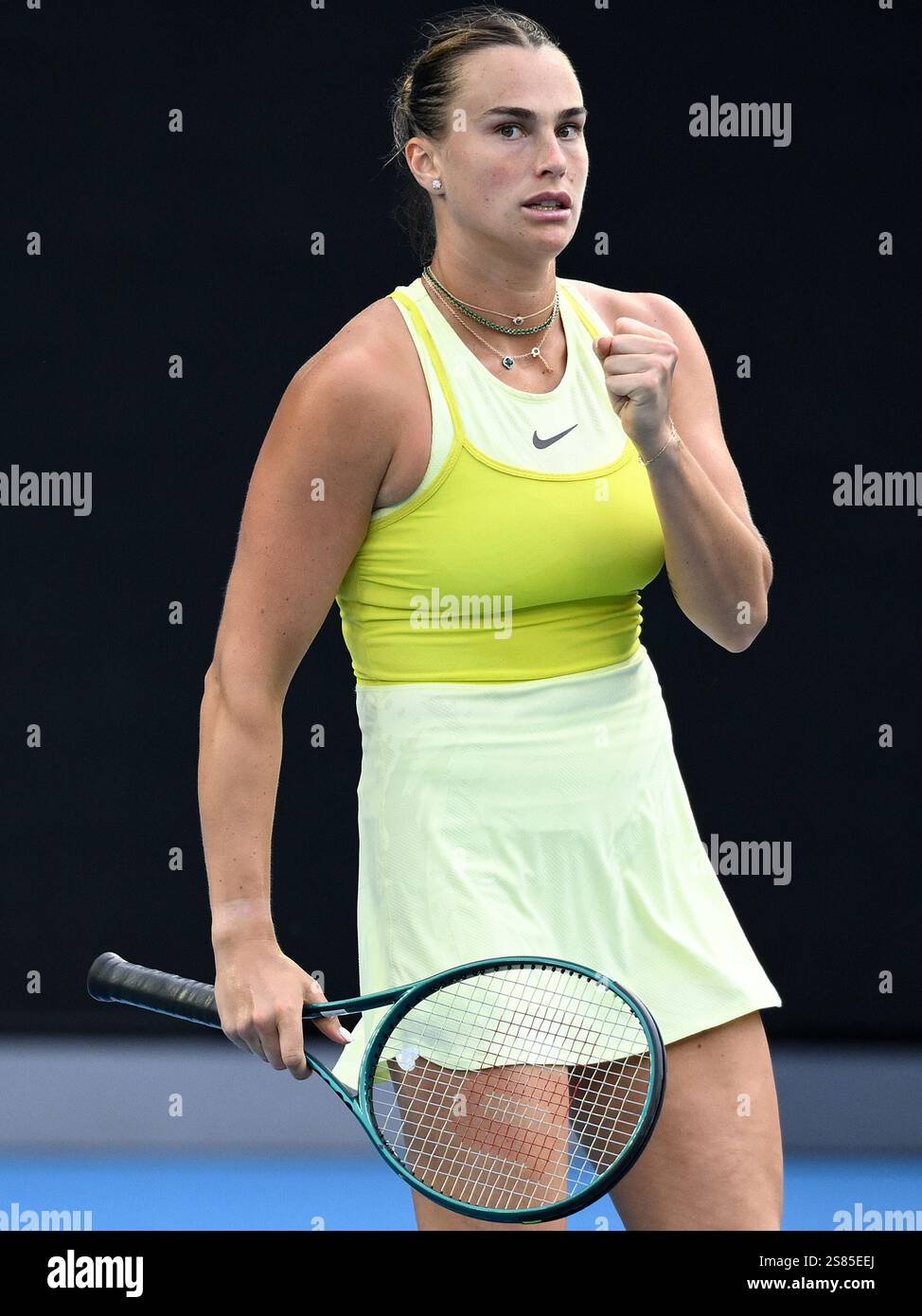 Melbourne, Australia. 21st Jan, 2025. Aryna Sabalenka of Belarus during her 1/4 final match ...