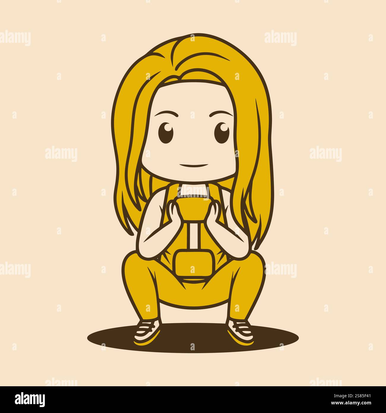 Chibi retro girl illustration Stock Vector Images - Alamy