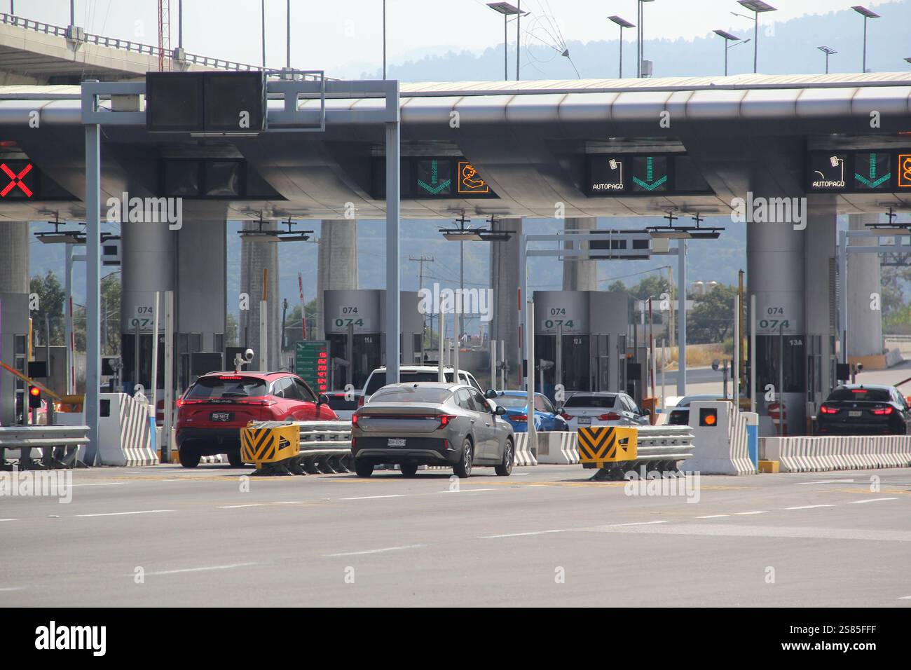 Mexico City, Mexico - Jan 1 2025: Toll booth at the exit to the highway ...