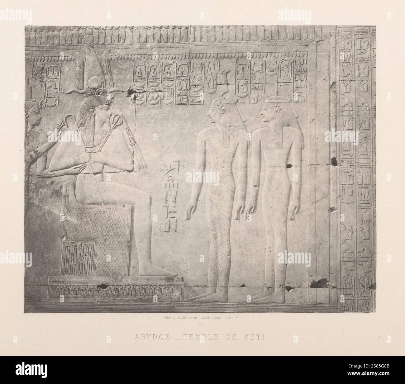 Egyptian Hieroglyphs- Seti I Temple, Abydos, Egypt. Vintage engraved ...