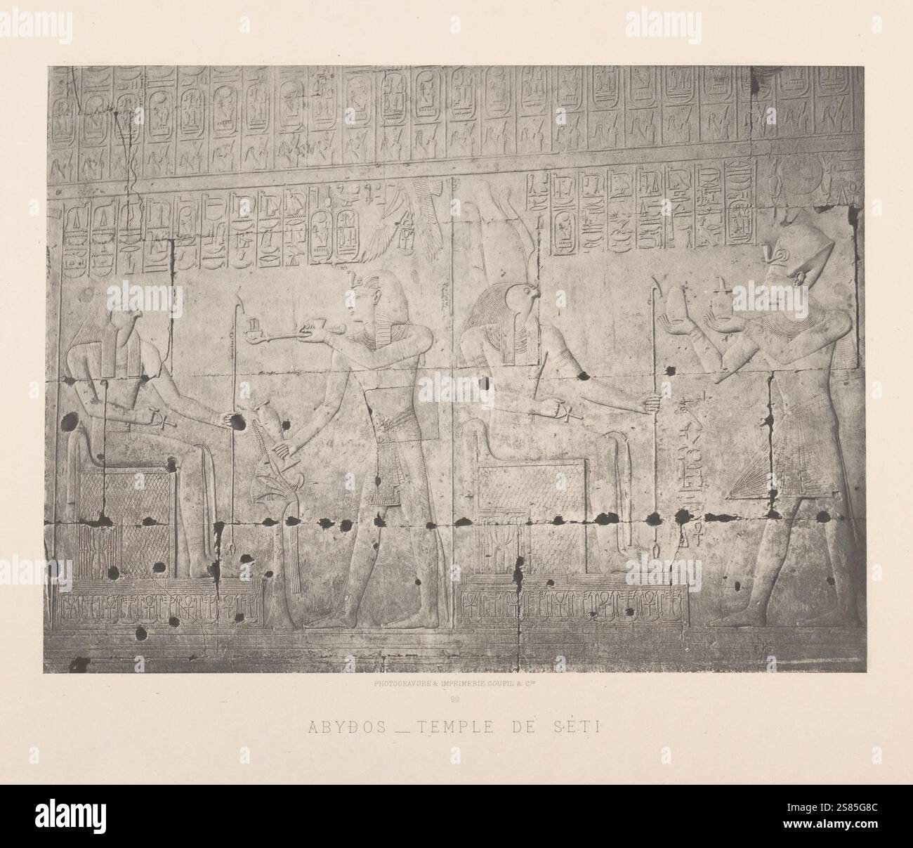 Egyptian Hieroglyphs- Seti I Temple, Abydos, Egypt. Vintage engraved ...