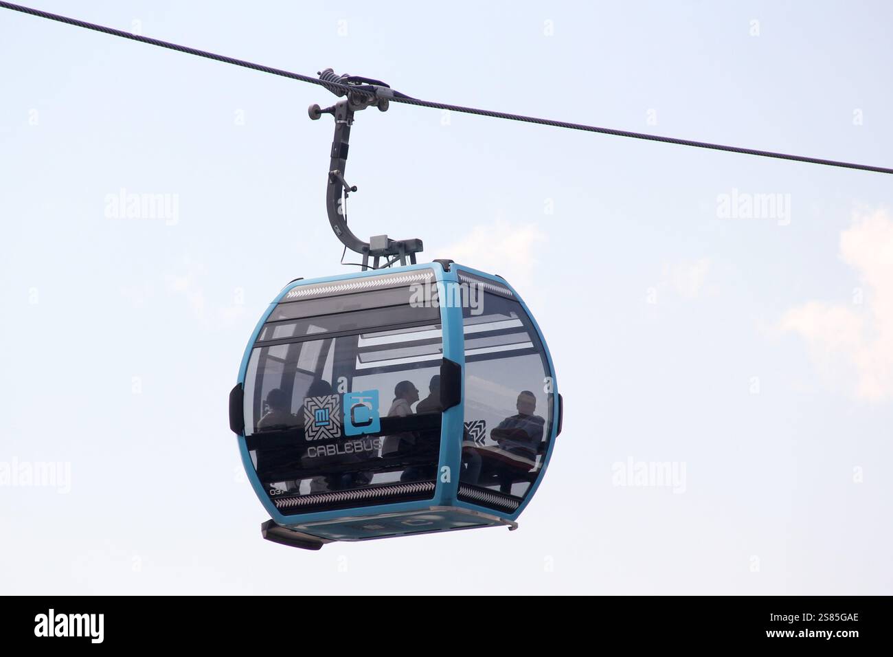 Mexico City, Mexico - Jan 8 2025: Cabins with passengers of Cablebus ...