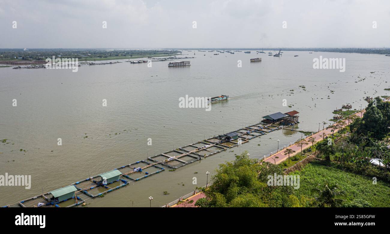 Aerial drone mekong river town hi-res stock photography and images - Alamy