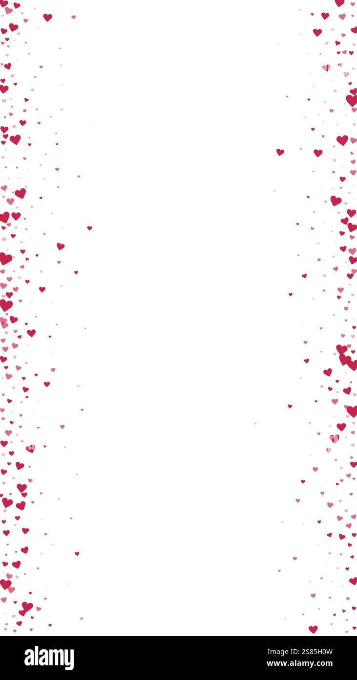 Flying hearts for valentine's day. Red hearts scattered on white ...