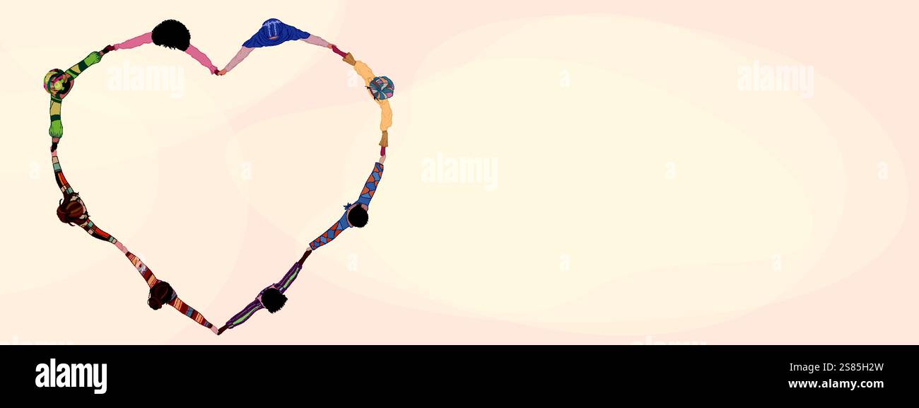 Group of multicultural women in circle holding hands forming a heart ...