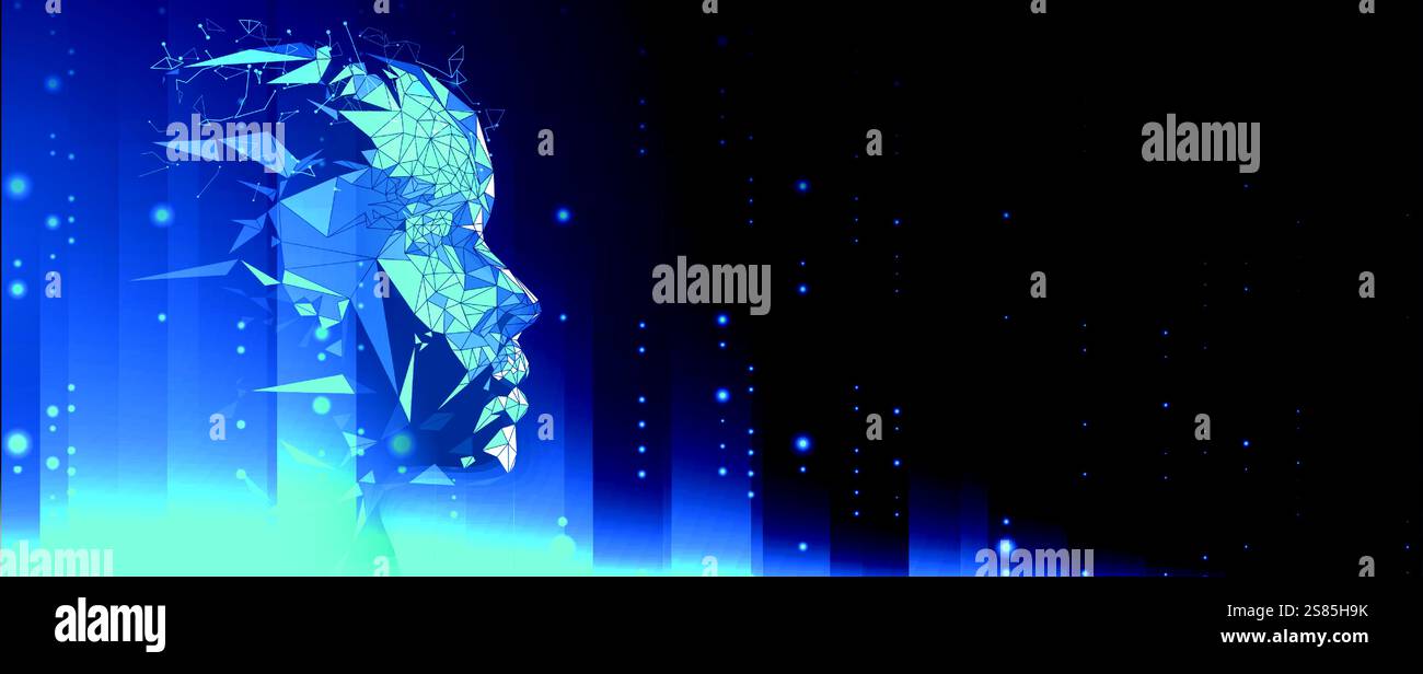 Abstract Artificial intelligence. Cloud computing. Machine learning. Technology web background ...