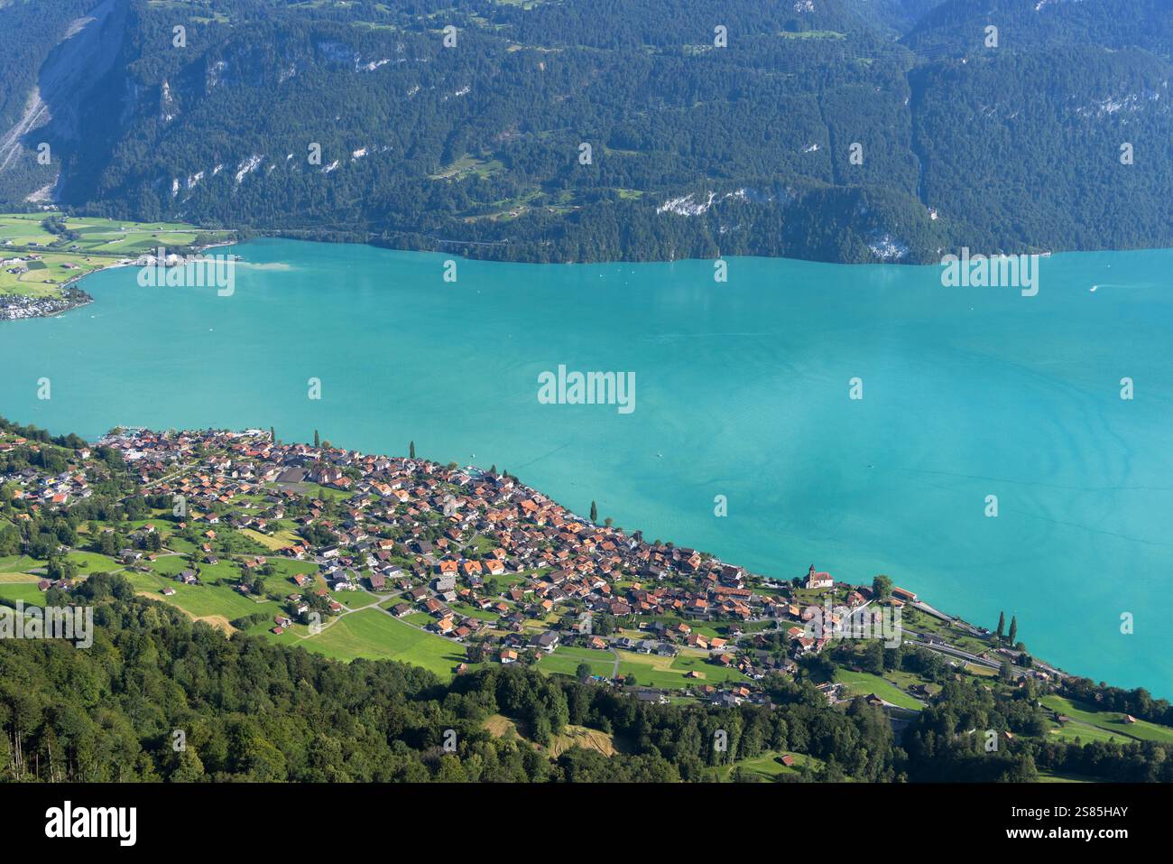 Aerial view of Lake Brienz, Brienz, Bernese Oberland, Switzerland Stock ...