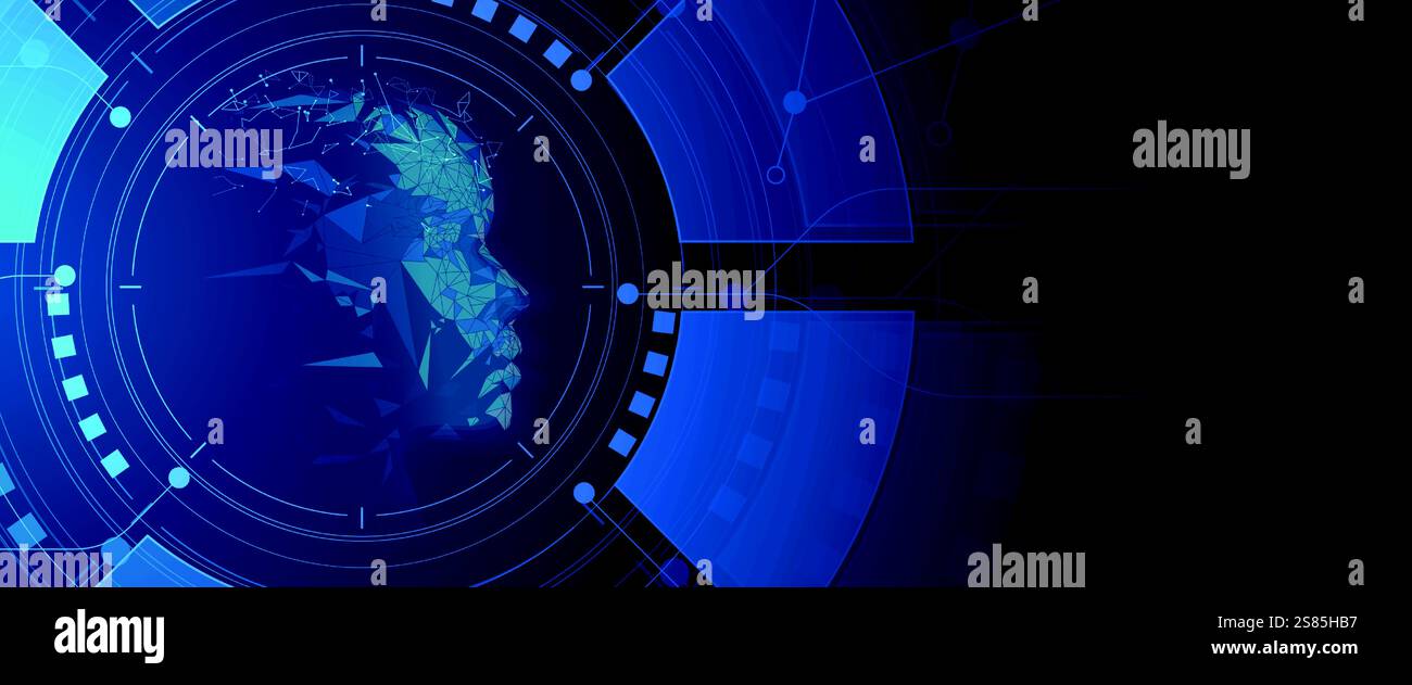 Abstract Artificial intelligence. Cloud computing. Machine learning. Technology web background ...