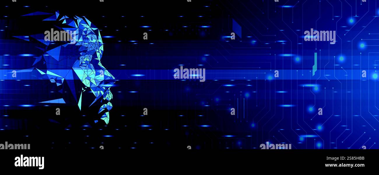 Abstract Artificial intelligence. Cloud computing. Machine learning. Technology web background ...