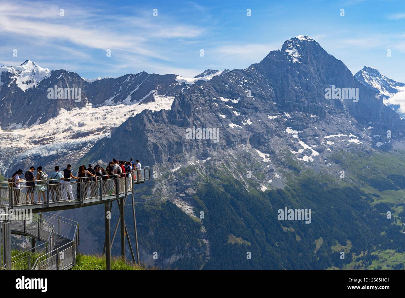 People on First Cliff Walk, First, Jungfrau Region, Bernese Oberland ...