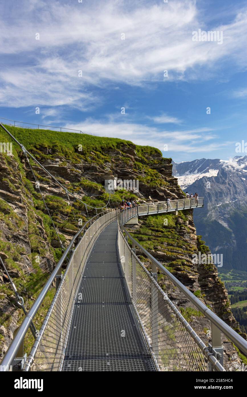 People on First Cliff Walk, First, Jungfrau Region, Bernese Oberland ...
