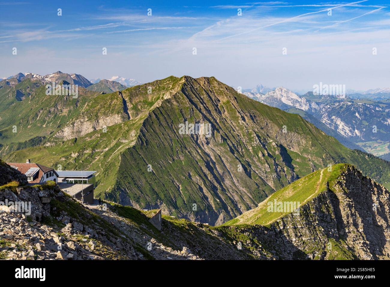 Hiking trail from Niesen mountain, Canton of Bern, Switzerland Stock ...