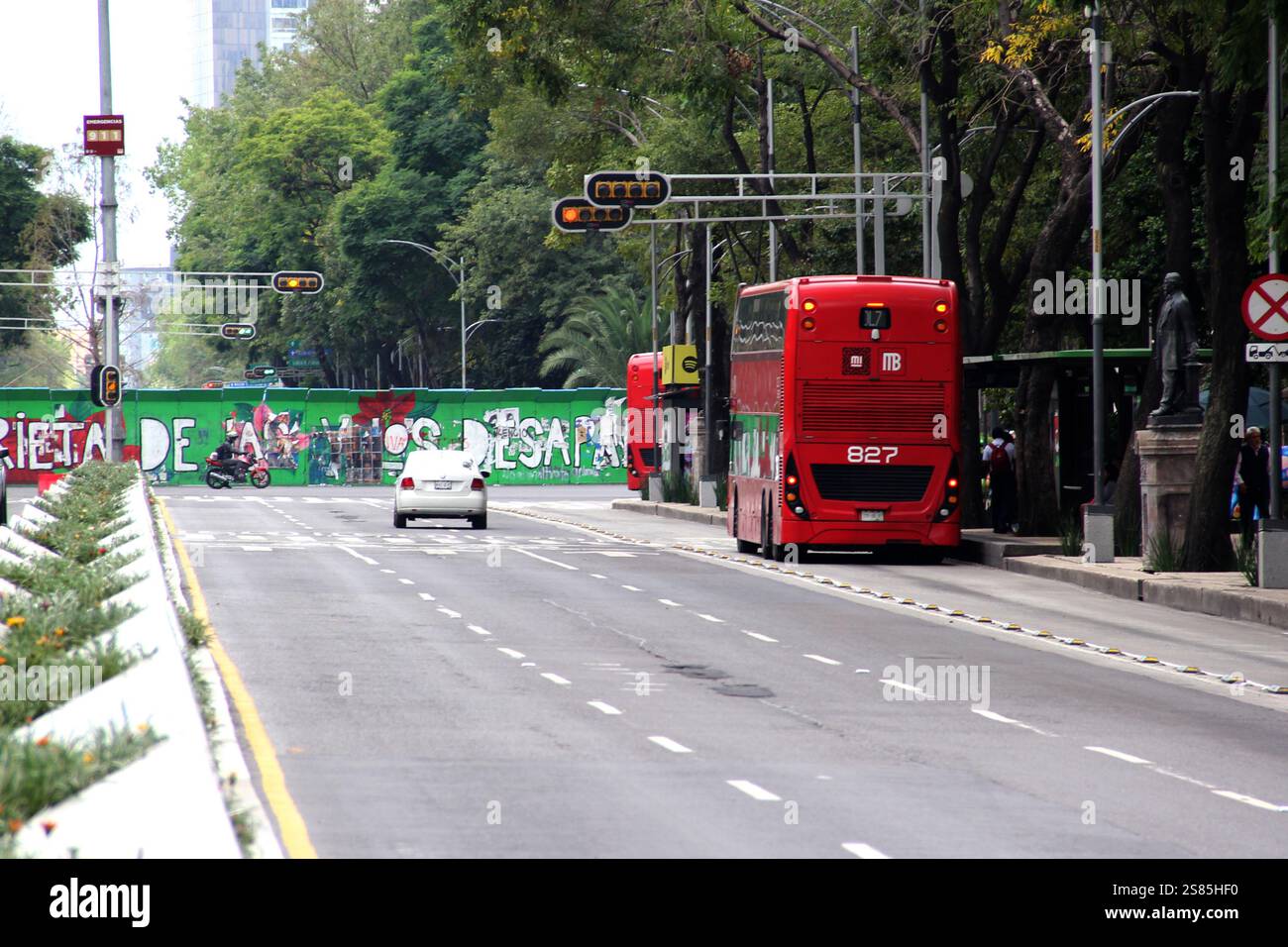Mexico City, Mexico - Aug 23 2023: The Metrobus is a red double-decker ...