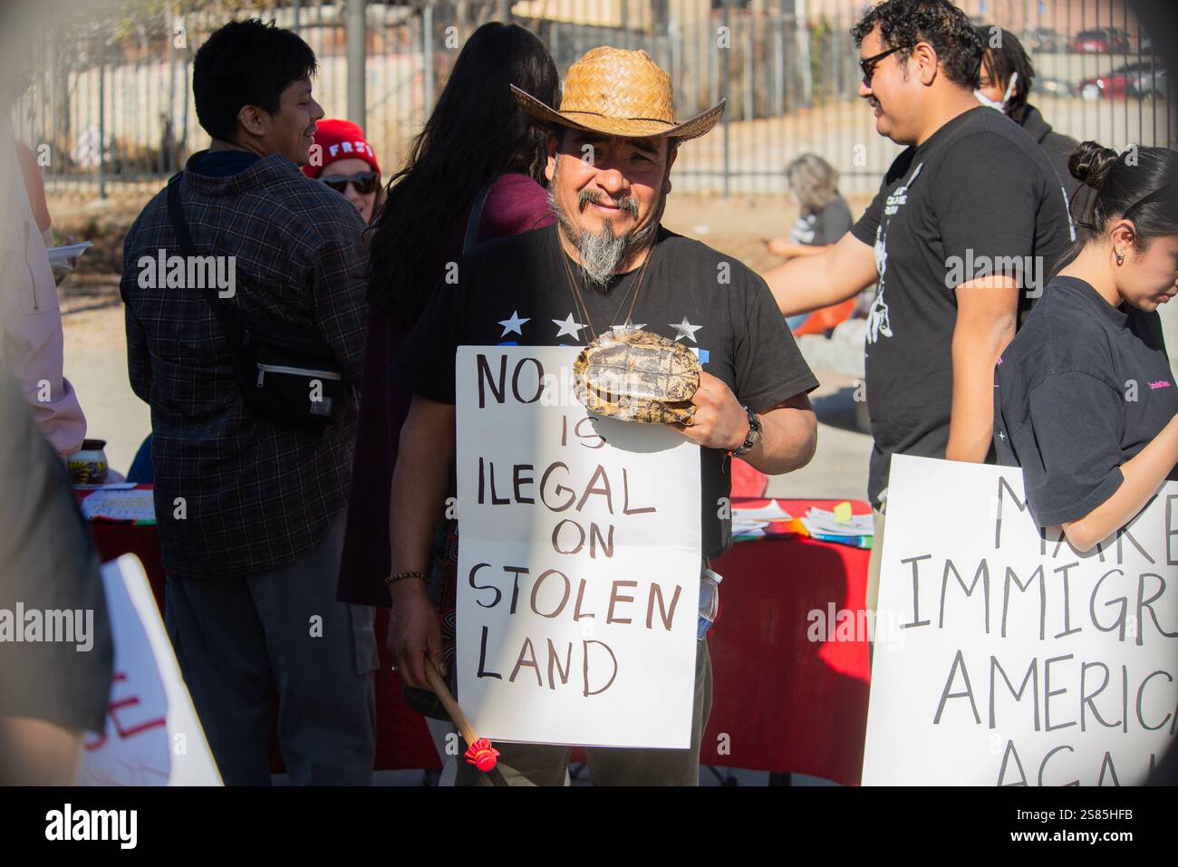 Protest rally against president of United States Donald Trump in Plaza ...