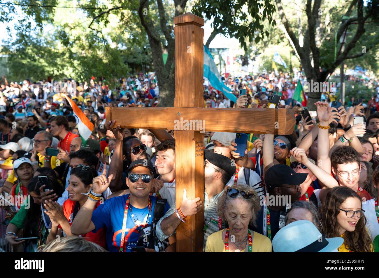 World Youth Day 2023, Pope Francis welcoming Mass at Tagus Park, Lisbon, Portugal Stock Photo ...