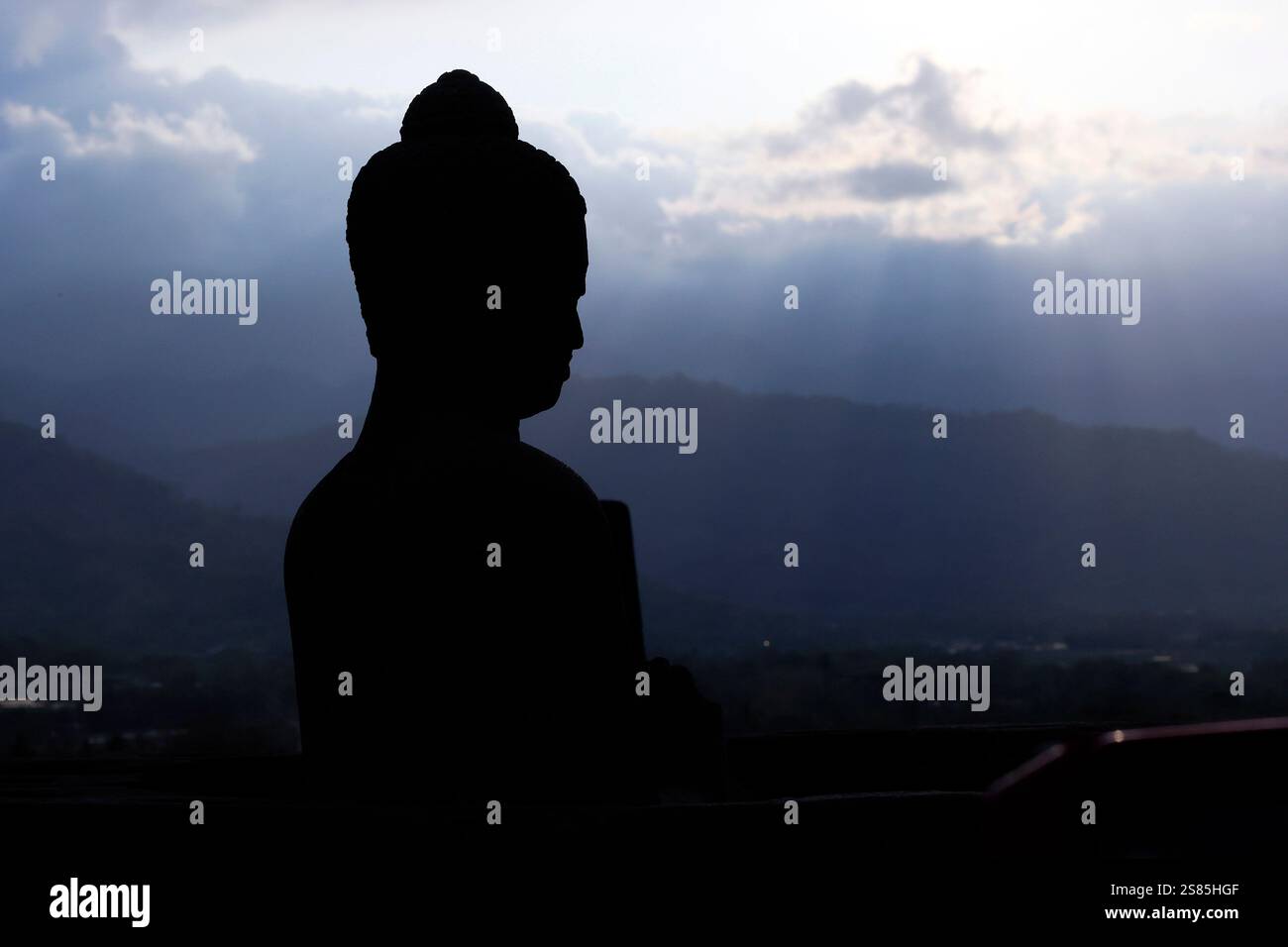 Stone Buddha statue, Borobudur, 9th-century Mahayana Buddhist temple ...