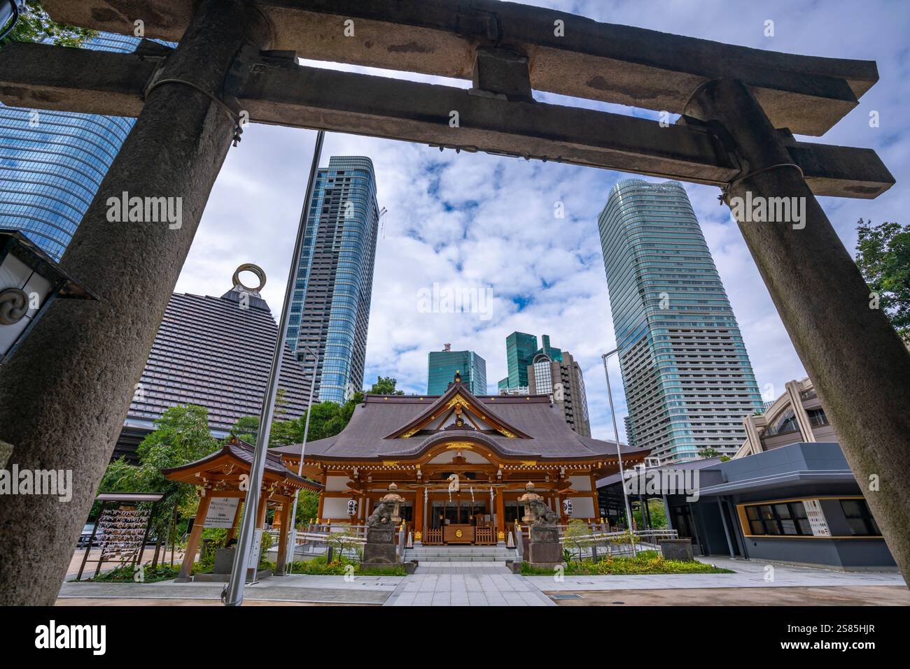 Nishikubo Hachiman Shinto Shrine and high rise buildings through the ...