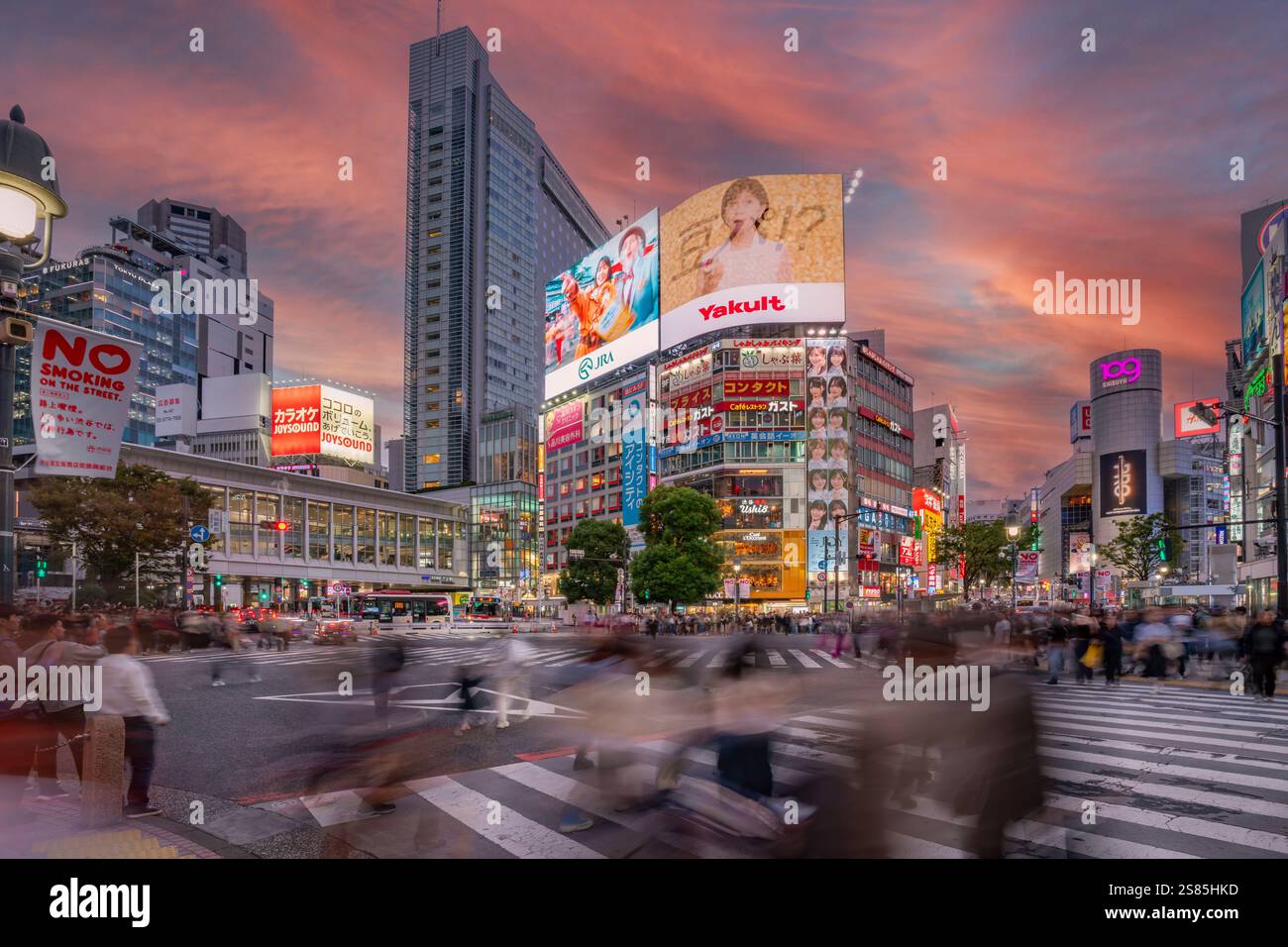 View of people at the world's busiest road crossing, Shibuya Scramble ...