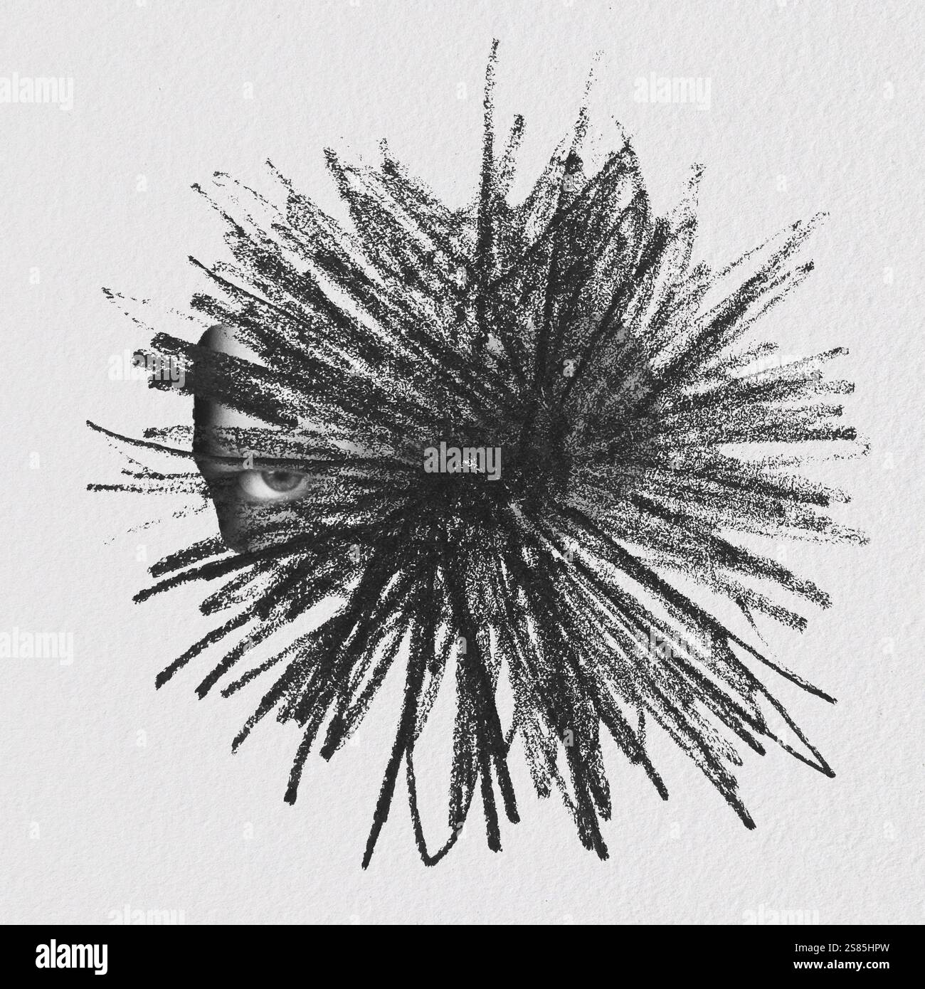 States of mind concept. Abstract human face silhouette in front of ...