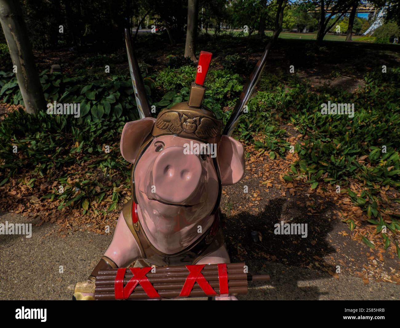 CINCINNATI, USA - SEPTEMBER 5, 2024 - Pig sculptures outdoor 5 left ...