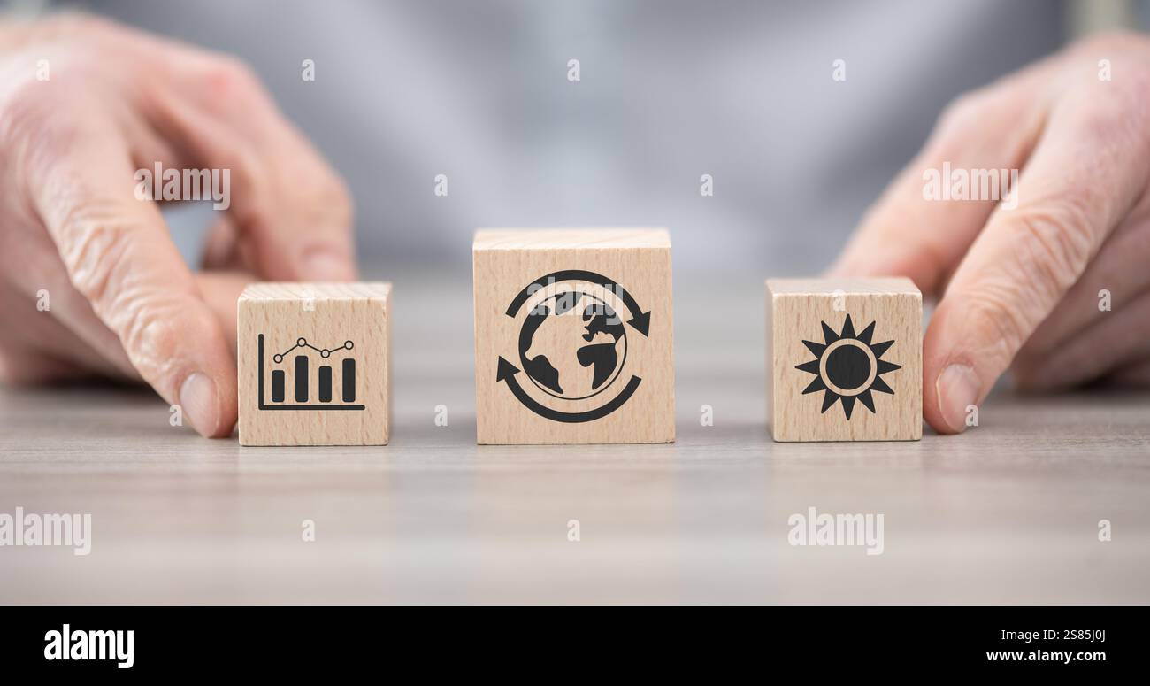 Wooden blocks with symbol of climate change concept Stock Photo - Alamy