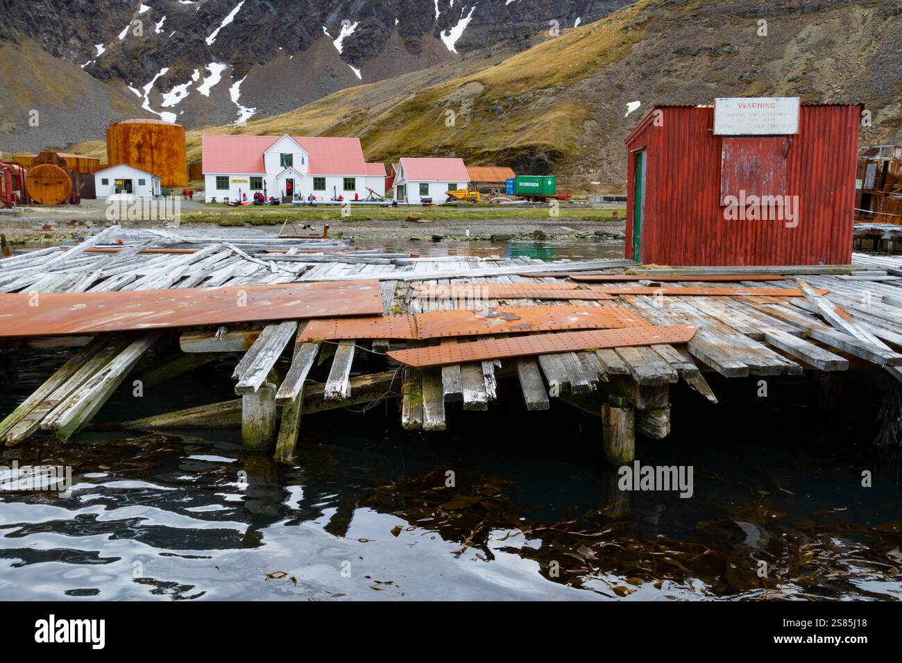Views of the old whaling station at Grytviken on South Georgia in the ...