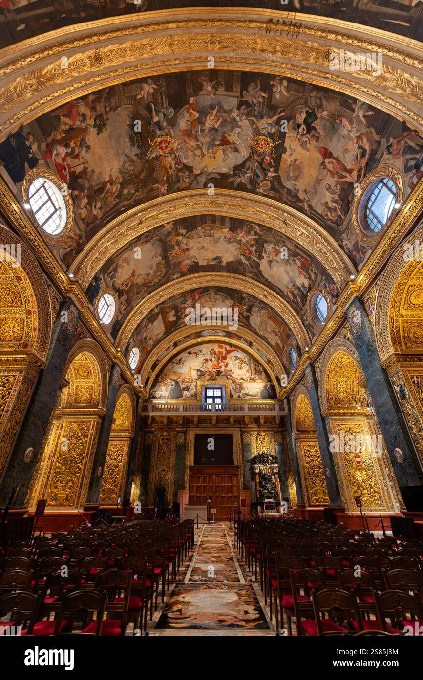 Interior of St. John's Co-Cathedral, UNESCO, Valletta, Malta Stock ...