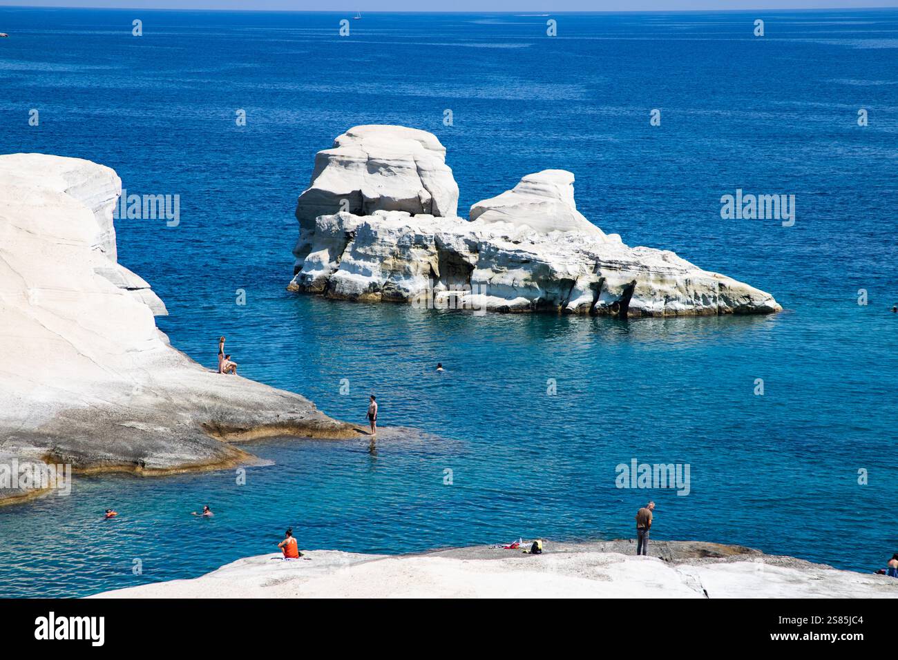 White chalk cliffs in Sarakiniko, Milos island, Cyclades, Greek Islands ...
