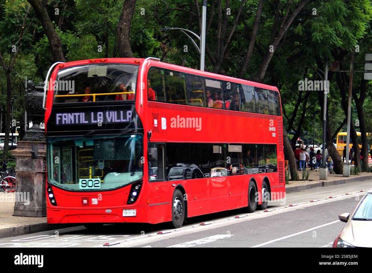 Mexico City, Mexico - Aug 23 2023: The Metrobus is a red double-decker ...