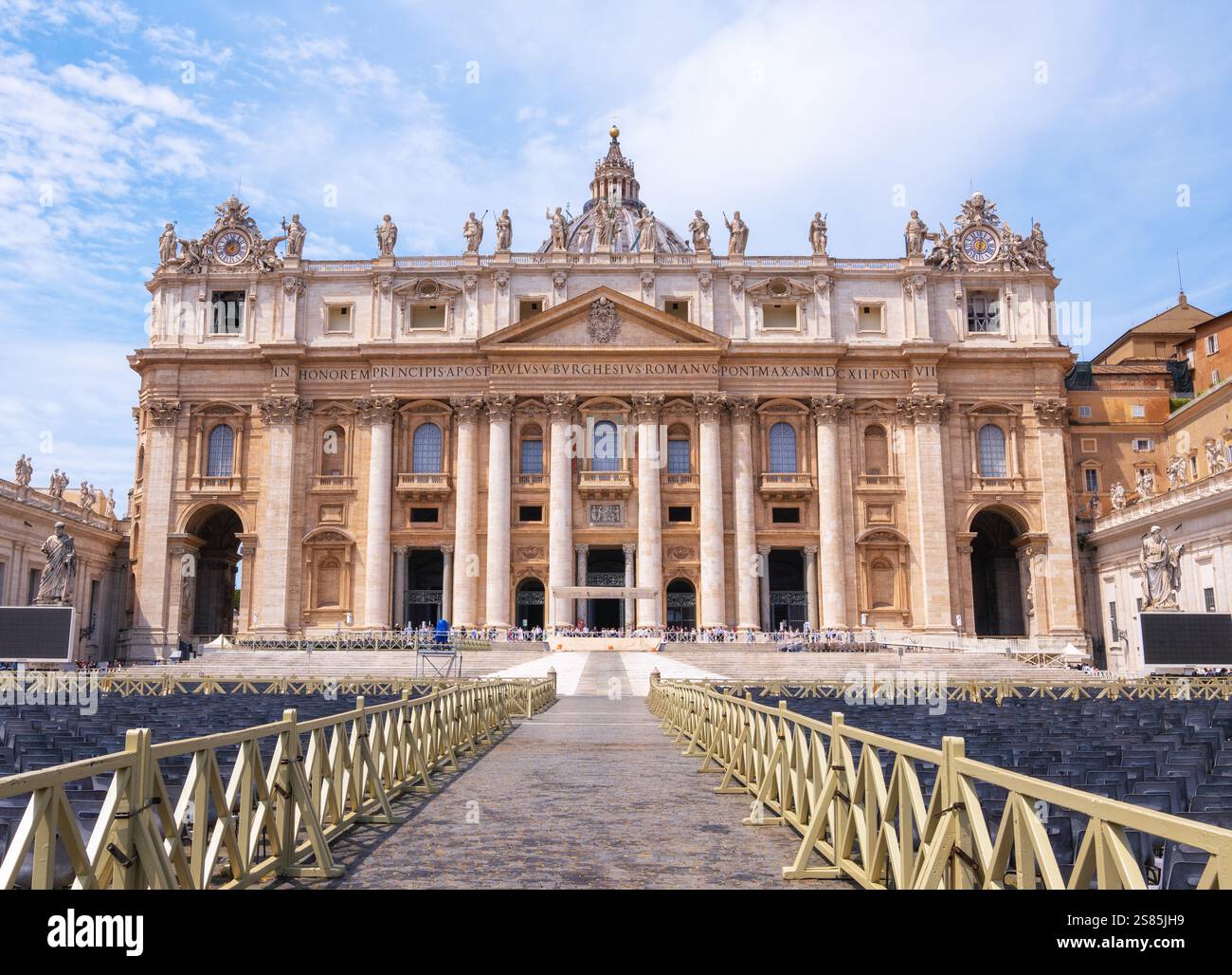 Main facade of Saint Peter's Basilica, as seen from Saint Peter's Square, UNESCO, Vatican City ...