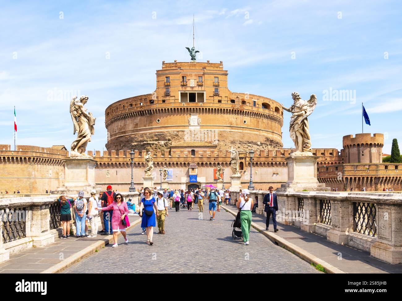 View towards Mausoleum of Hadrian (Castel Sant'Angelo) (Castle of the Holy Angel) from Ponte ...