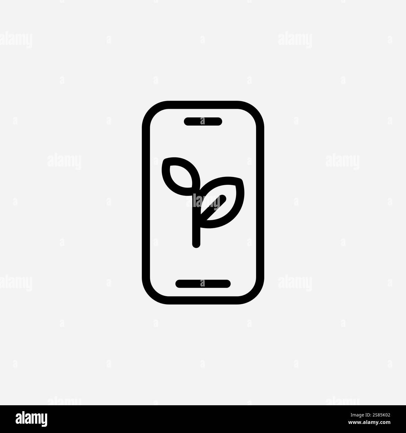 Eco phone from recycle materials and leaf icon line, free energy ...