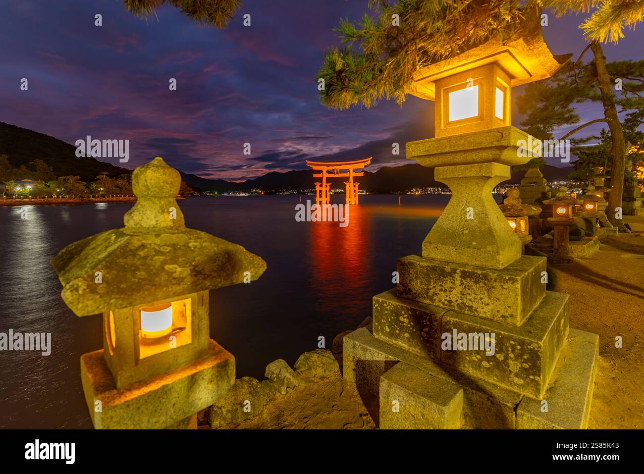 Itsukushima Jinja, 16th century Shinto shrine, torii gate appears to ...