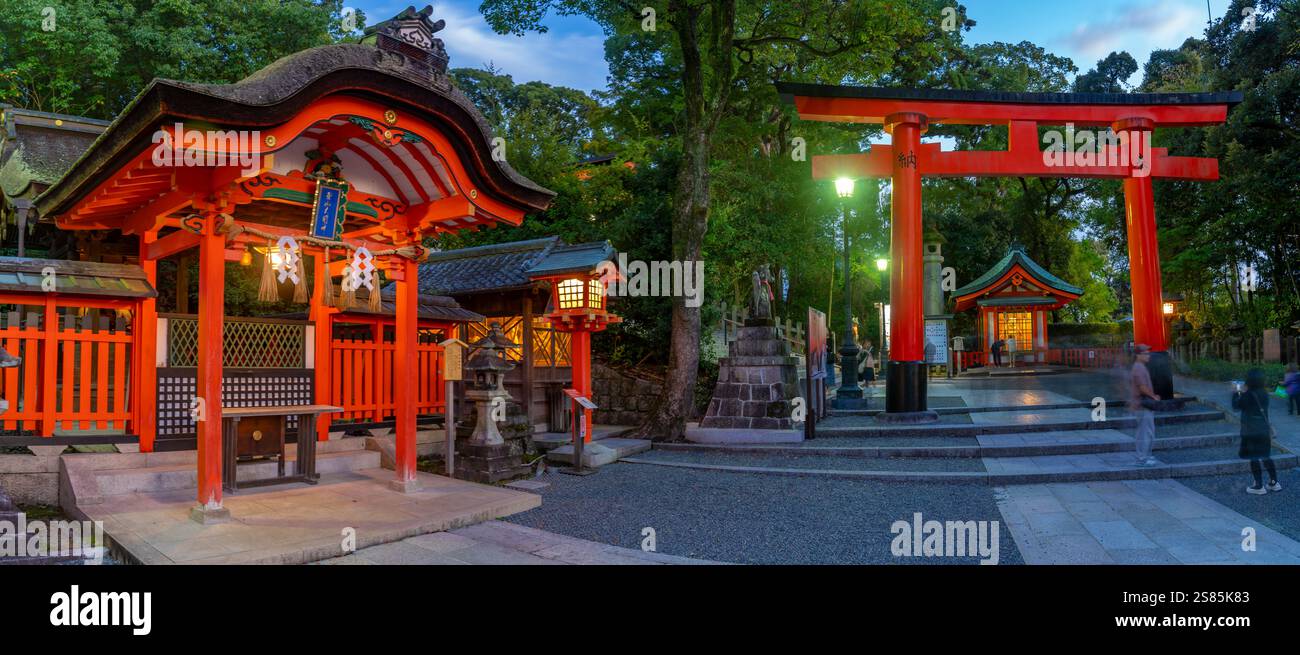 View of Torii Gate at Fushimi Inari Shrine at dusk, Fukakusa ...
