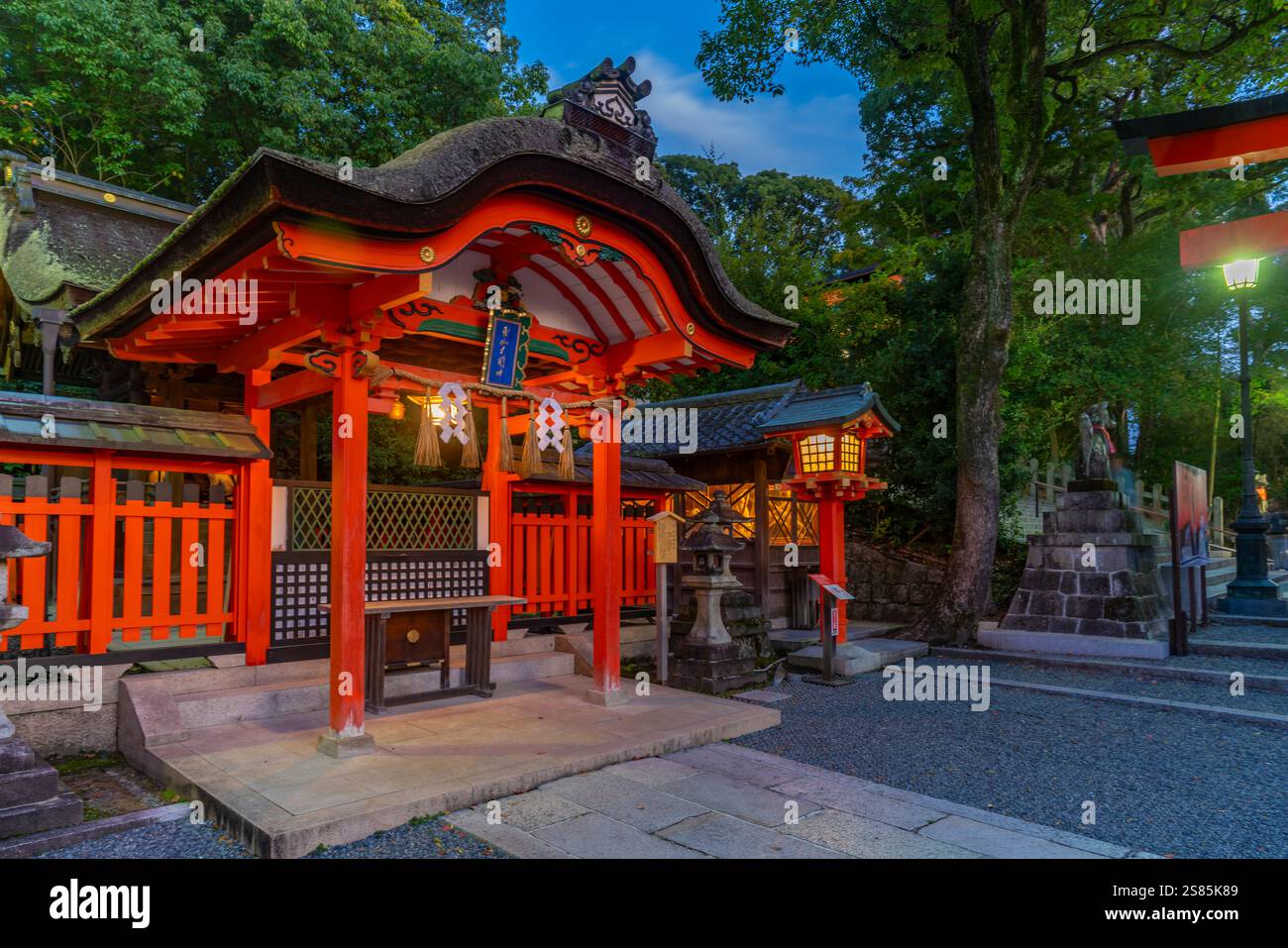 View of Torii Gate at Fushimi Inari Shrine at dusk, Fukakusa ...