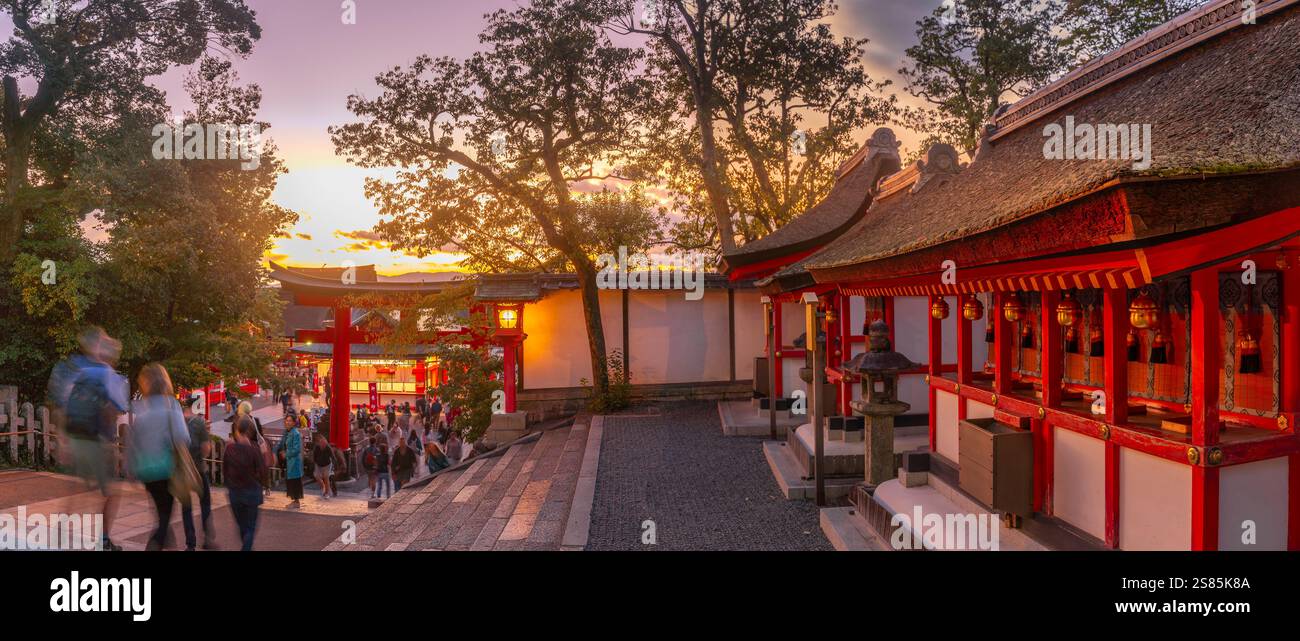 View of Torii Gate at Fushimi Inari Shrine at dusk, Fukakusa ...