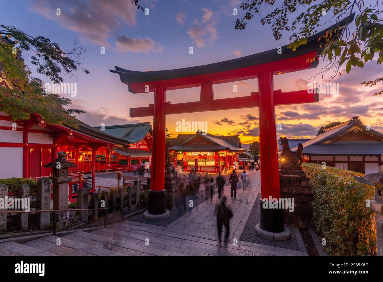 View of Torii Gate at Fushimi Inari Shrine at dusk, Fukakusa ...