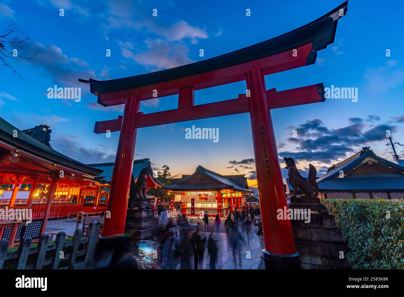 View of Torii Gate at Fushimi Inari Shrine at dusk, Fukakusa ...