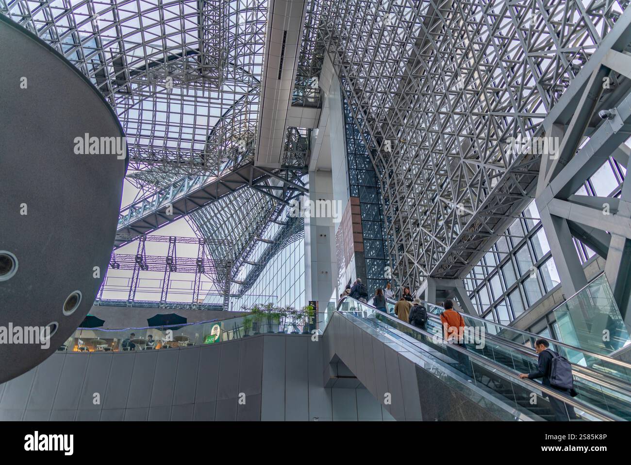 View of Kyoto Station interior during day, Shimogyo Ward ...