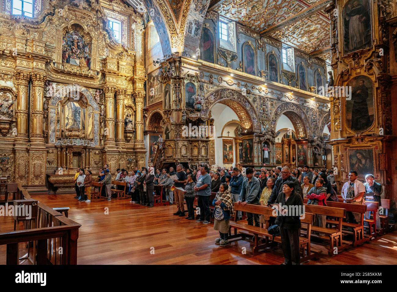 Interior of San Francisco Church, UNESCO, Quito, Ecuador Stock Photo ...