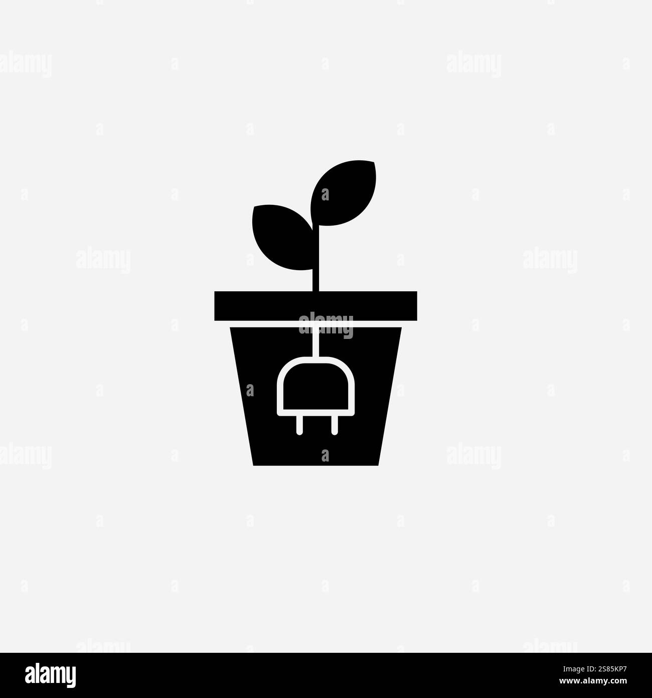 Plug and sprout in a pot icon glyph, free energy, ecology, renewable ...