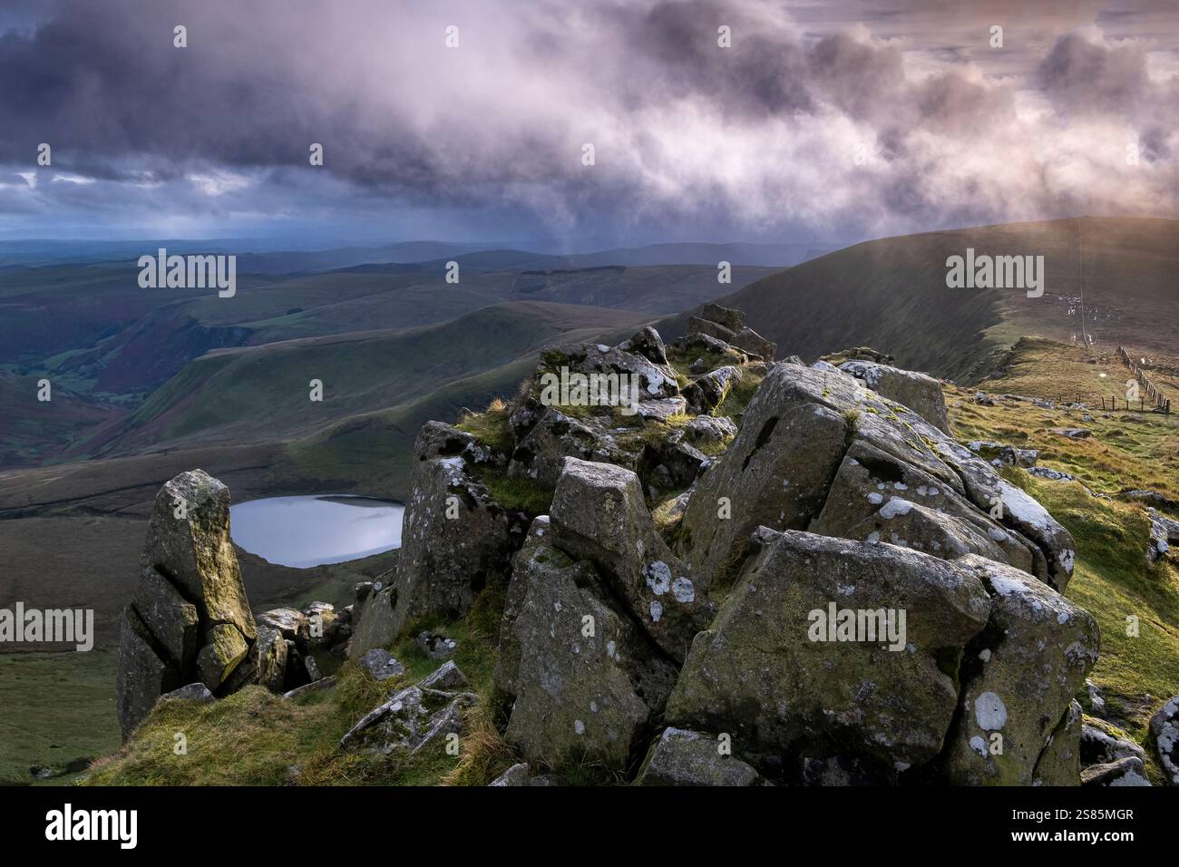 Moel Sych, Llyn Lluncaws and the Nant y Llyn valley from Cadair Berwyn ...