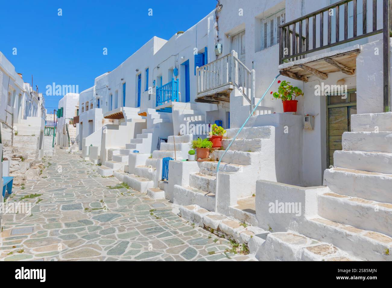 View of Kastro, Chora village oldest settlement, Chora, Folegandros ...