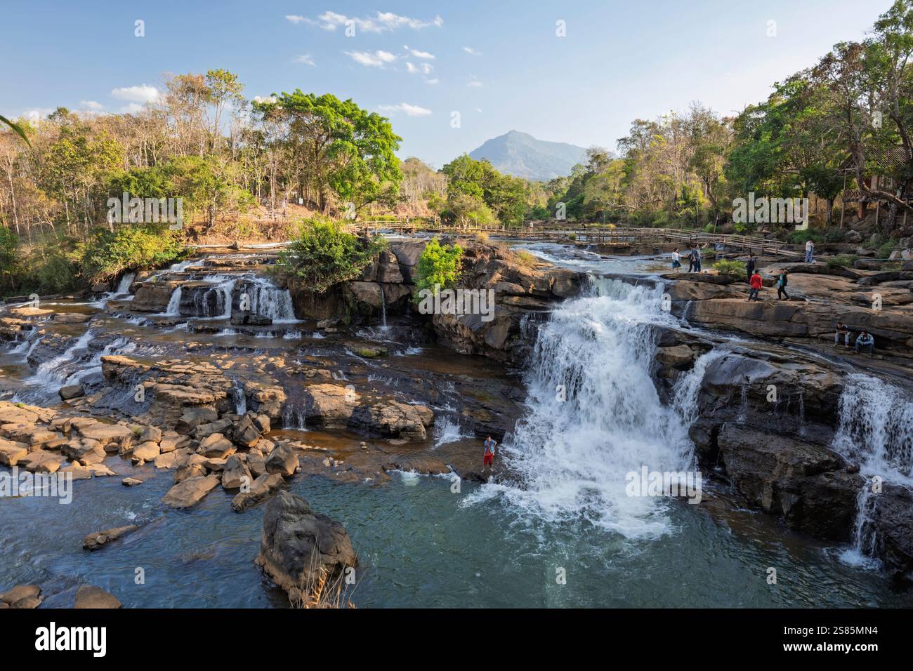 Tad Hang waterfall on the Tad Lo river, Bolaven Plateau, near Pakse ...