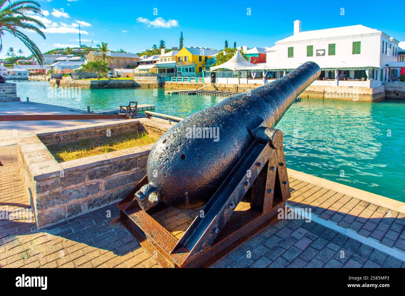 Historic cannon preserved on the waterfront at St. George, the original ...