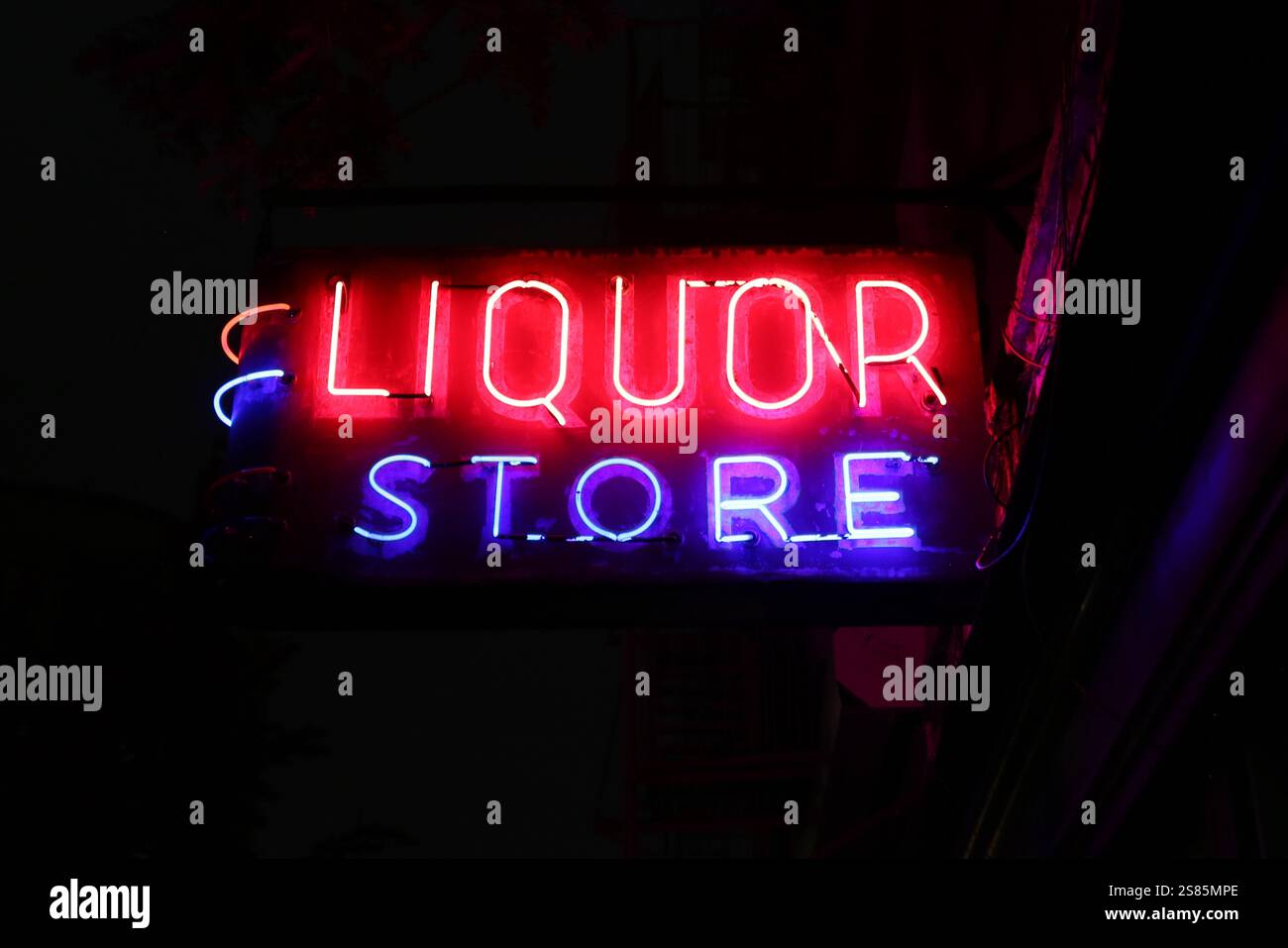 Old Neon Liquor Store advertising sign in Tribeca, Manhattan, New York ...